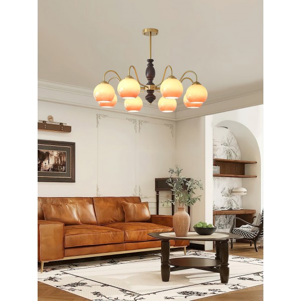 Francuski żyrandol w stylu średniowiecznym w kształcie karmelowej kuli ...