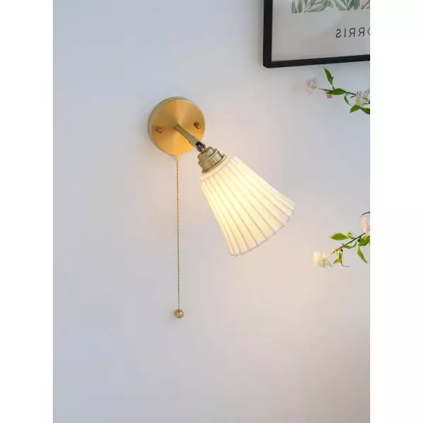 Nowoczesna lampa ścienna do sypialni z metalową ceramiką i sznurkiem ...