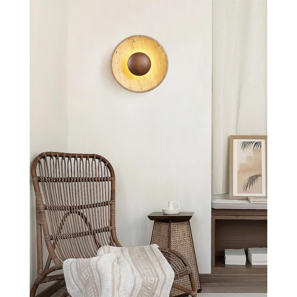 Drewniana lampa ścienna w kształcie kuli w stylu kremowym M250 ...