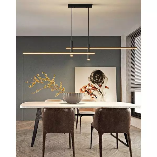 Modern Minimalist Sleek Metal Rod Chandelier M133 | Chandeliers | SIMIG ...
