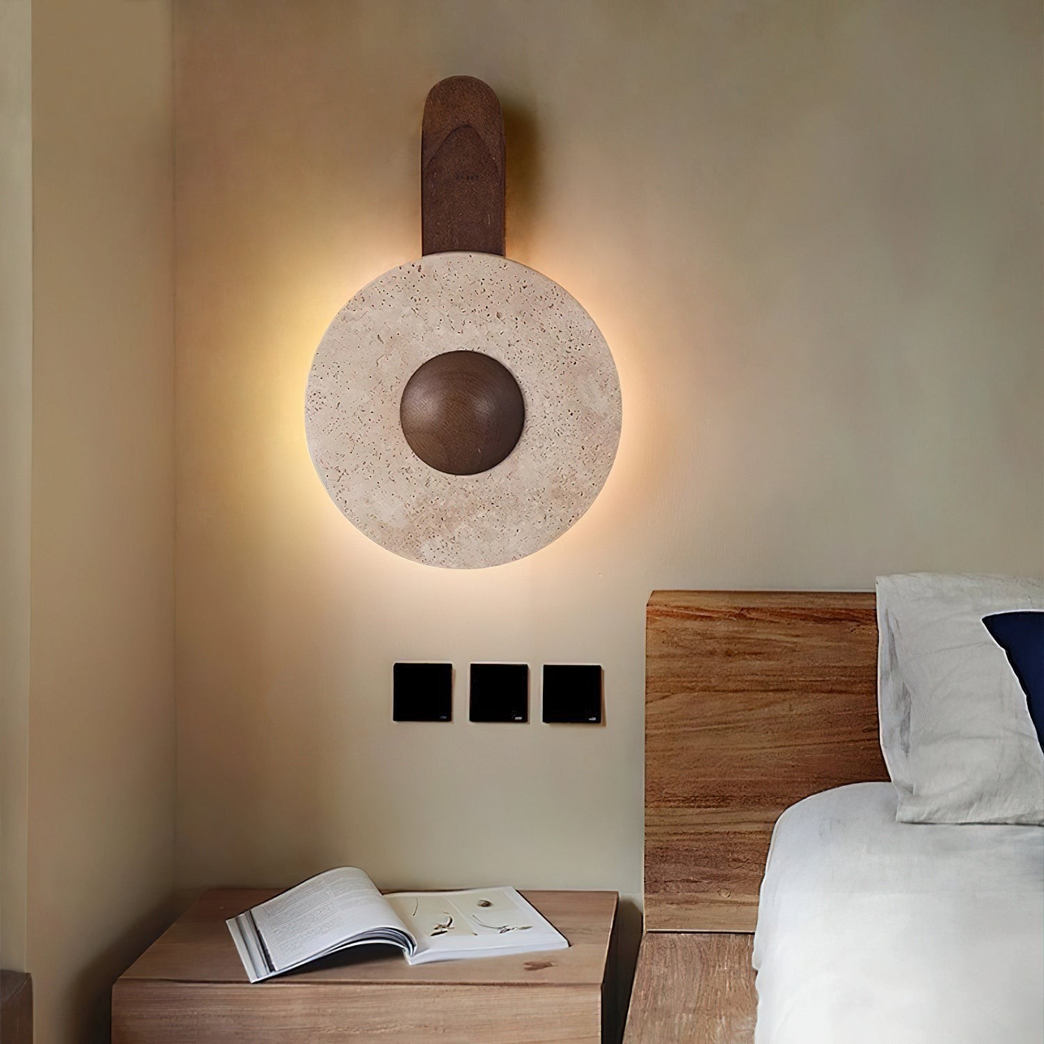 Yellow Travertine Wood Wall Lamp G36 | Wall Light | SIMIG LIGHTING