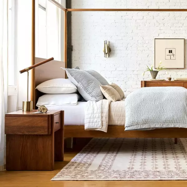 Nowoczesna lampa stołowa LED Moss Linear Wood – regulowana, obrotowa ...