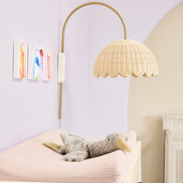 Olvara Scalloped Rattan Bubble Sconce - Whimsical Wall Lamp for ...