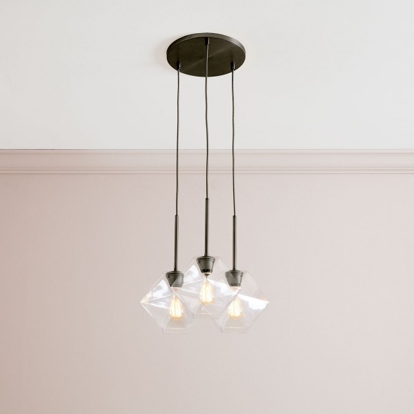 Talvior Sculptural Lighting - 3-Light Faceted Chandelier in Versatile ...