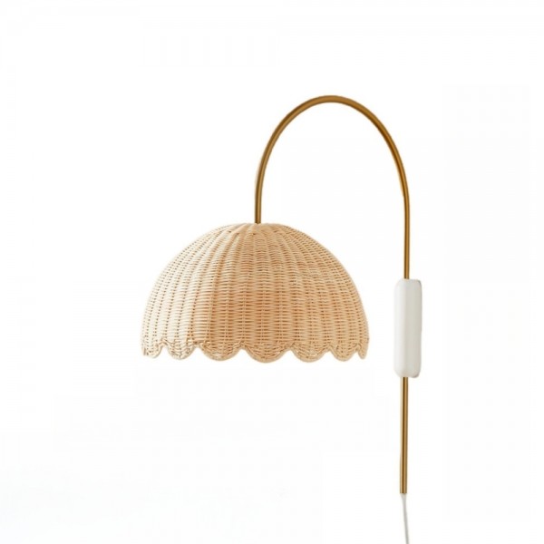 Olvara Scalloped Rattan Bubble Sconce - Whimsical Wall Lamp for ...
