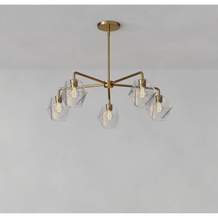 Talvior Sculptural 5-Light Chandelier - Faceted Design, Modern Finishes ...
